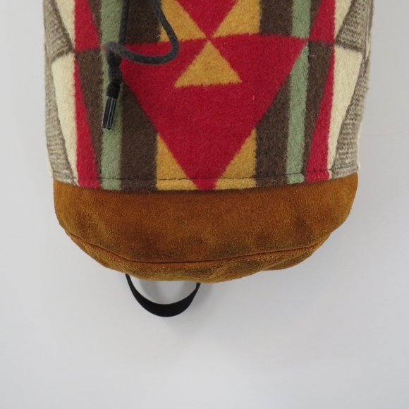 Pendleton | Bags | Vintage Pendleton Boho Southwestern Wool Suede Red Brown Rucksack Sling Bag ...